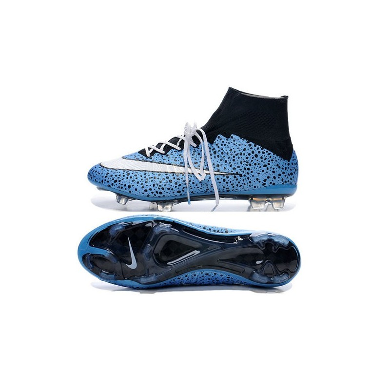 Sale Nike Men's Mercurial Superfly 4 FG Football Cleats Leopard Blue Black